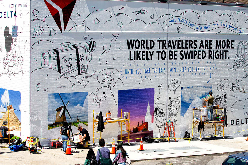 'Delta Dating Wall' la pared de selfies de Delta y Tinder | Isopixel